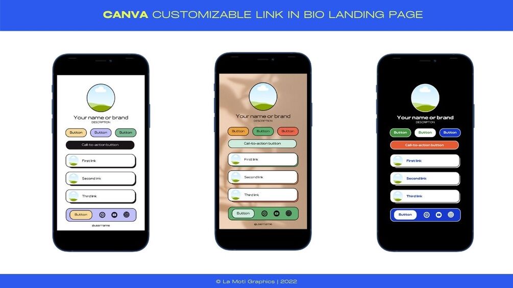 Customizable Link in Bio Template Social Media | Canva Editable Link in ...