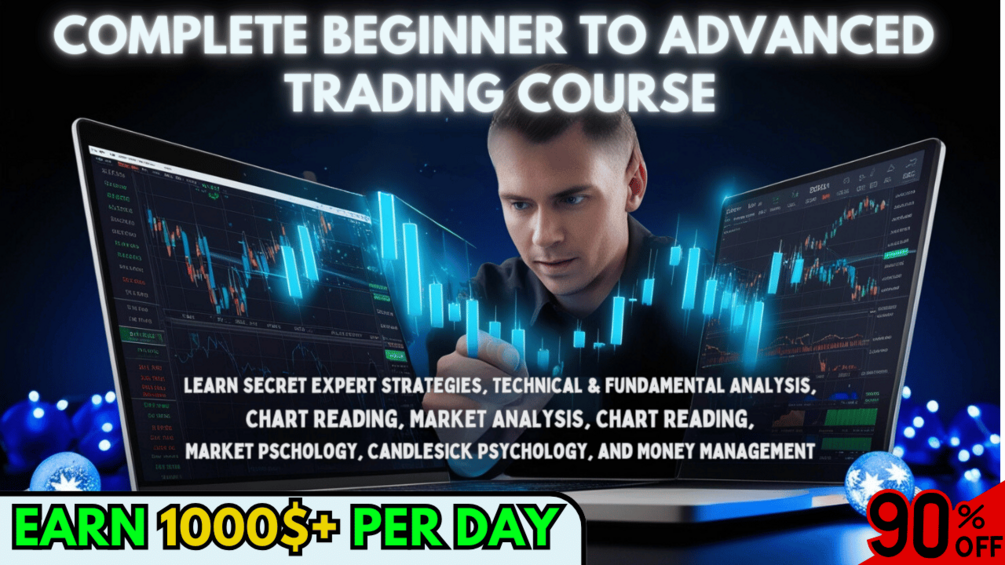 Complete Stock Market Trading Course for Beginners helping newbies to earn 1000$/ day