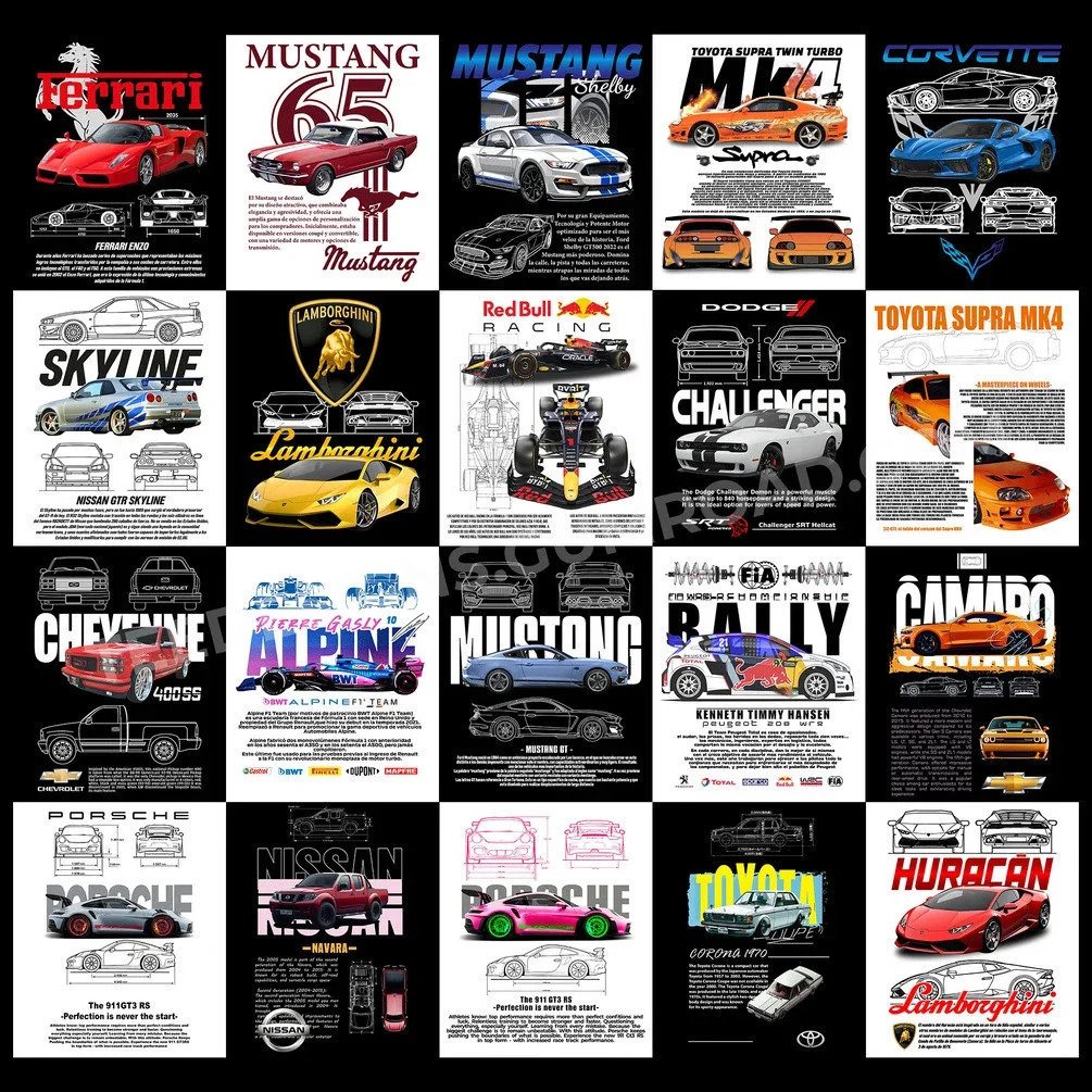 40 Premium Car Designs Car DTG Designs Car DTF Designs Car Screen ...