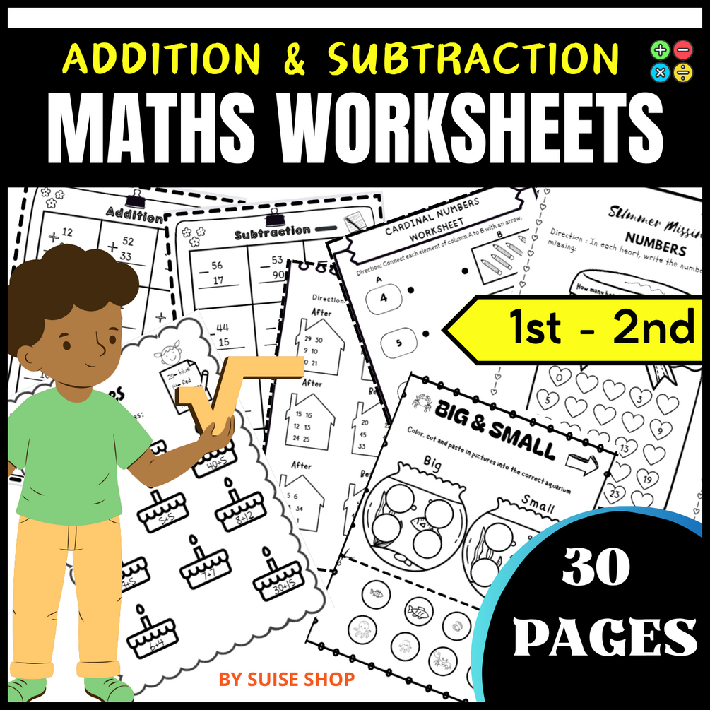 ADDITION & SUBTRACTION MATHS WORKSHEETS FOR 1ST AND 2ND