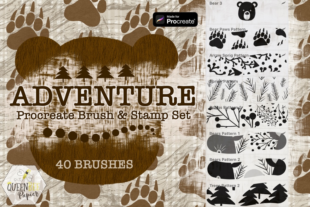 Procreate Brushes & Stamp Set - Adventure Outdoor