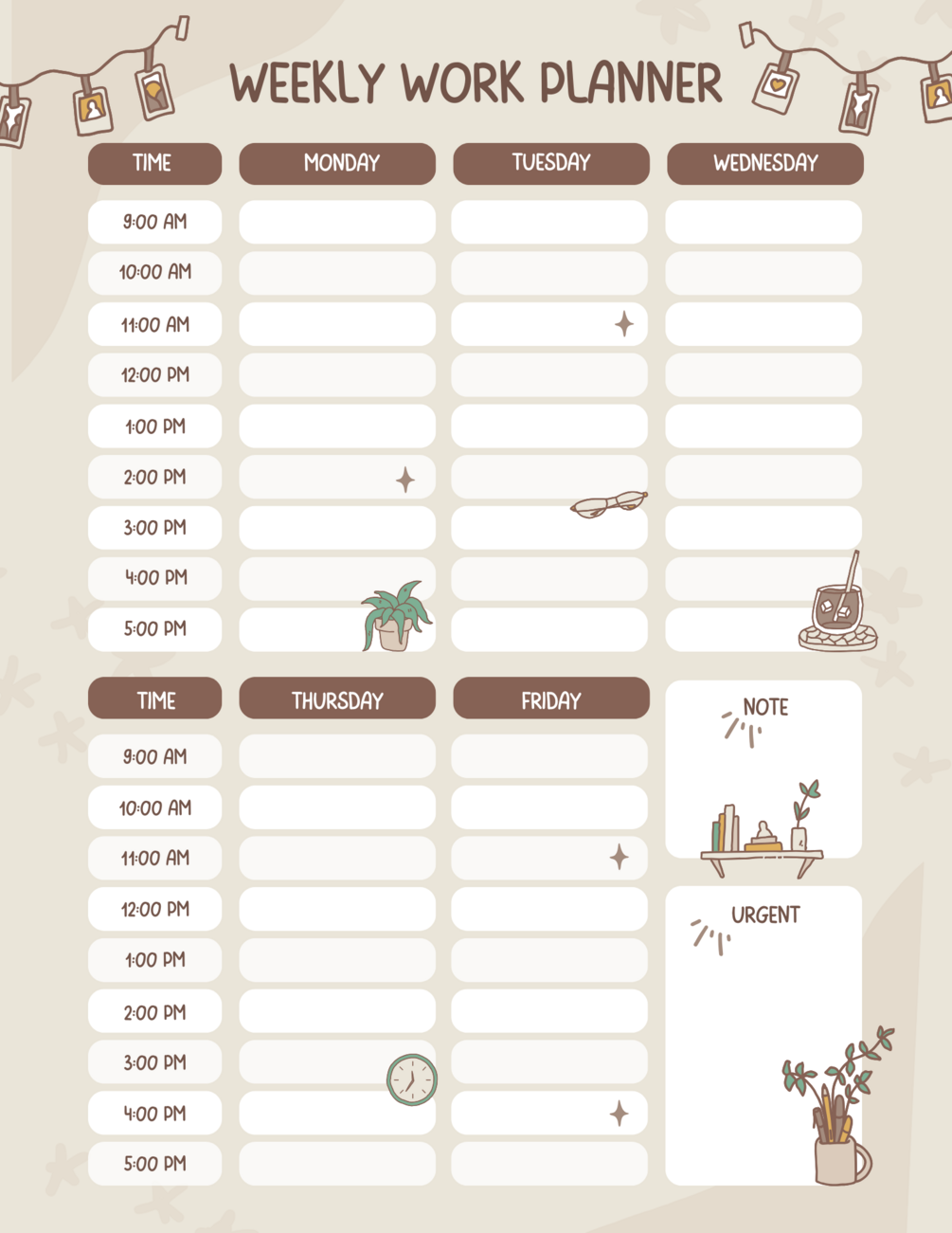 Weekly Work Planner