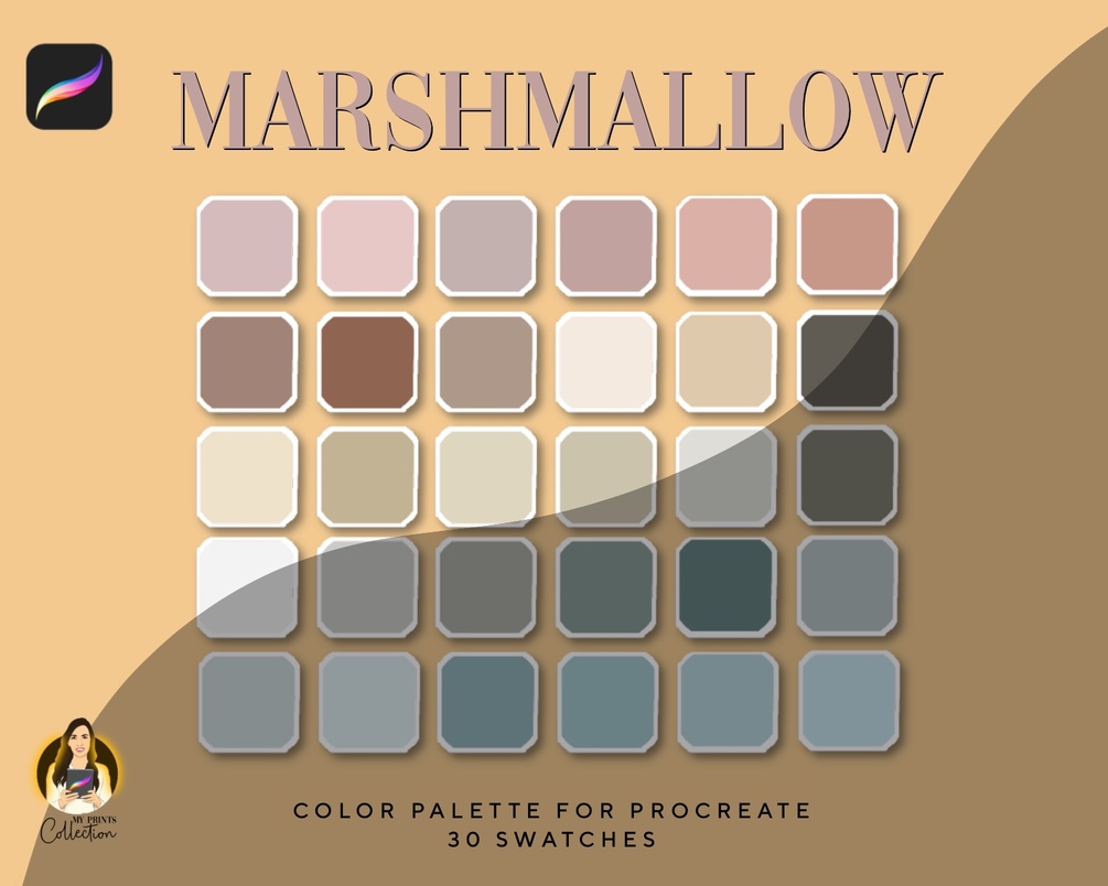 Marshmallow Procreate Color Palette | 30 Swatch | Pastel Tones | Happy ...