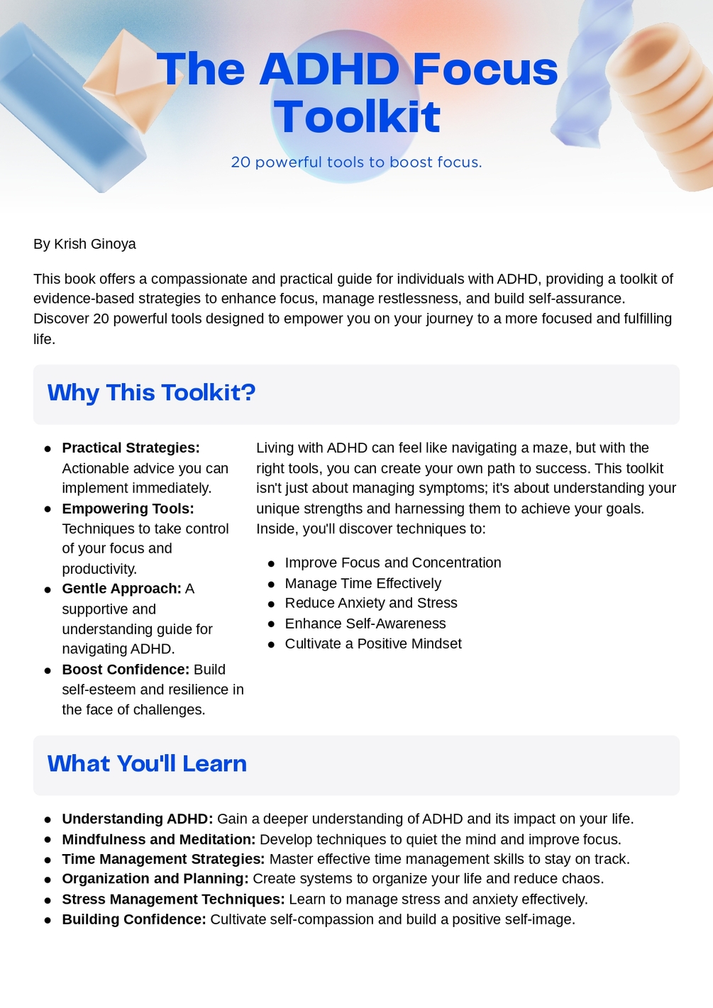 The ADHD Focus Toolkit - 20 powerful tools to boost focus