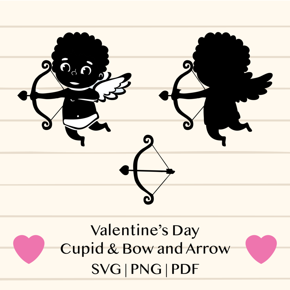 Valentine's Day Cupid With Bow & Arrow | SVG PNG PDF Files | Instant ...