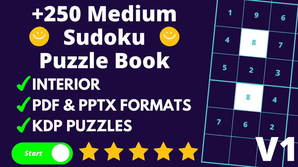 +250 Medium Sudoku Puzzle Book Interior for KDP Book Publishing (PDF ...