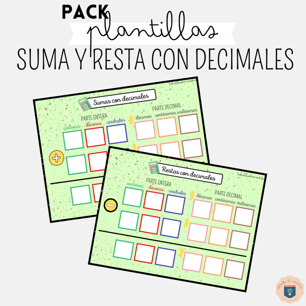 Plantillas suma y resta con decimales