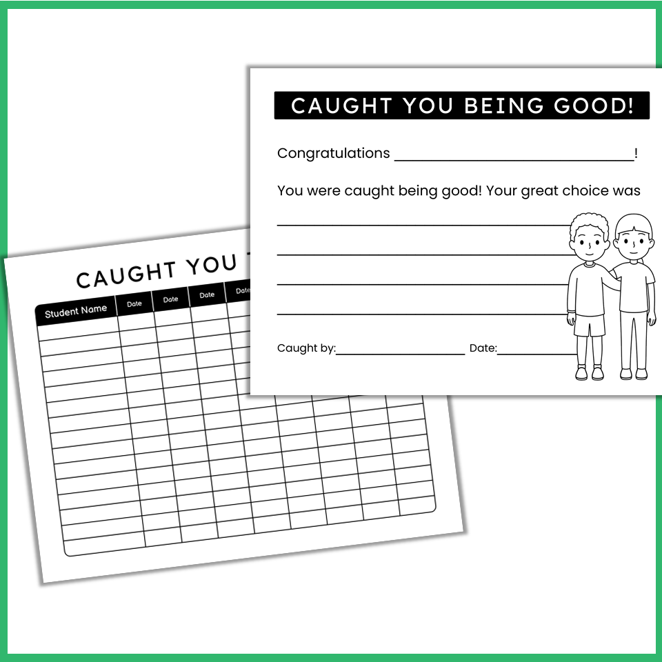 Class Reward System - Track Positive Classroom Behavior - Caught Being Good