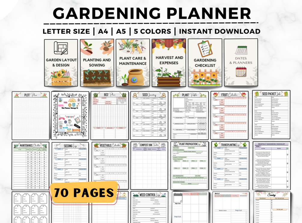 Gardening Planner, Gardening Journal, Checklist, Gardening Organizer ...
