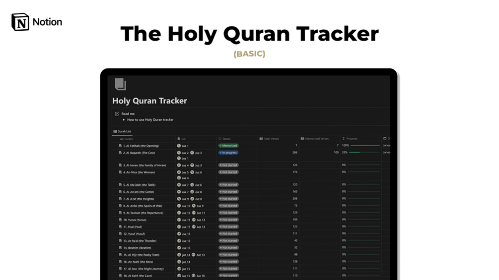 Quran Tracker (BASIC)