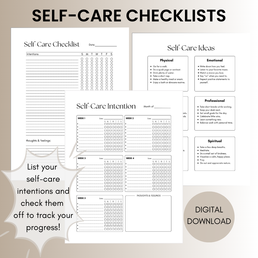Self Care Printable Planner | Daily, Weekly, and Monthly Wellness Tools ...