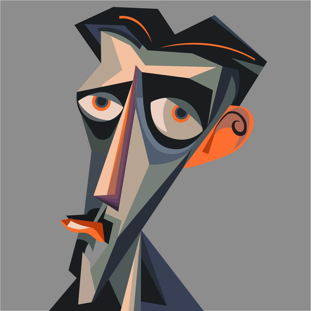 Flat design portrait with abstract shapes 34