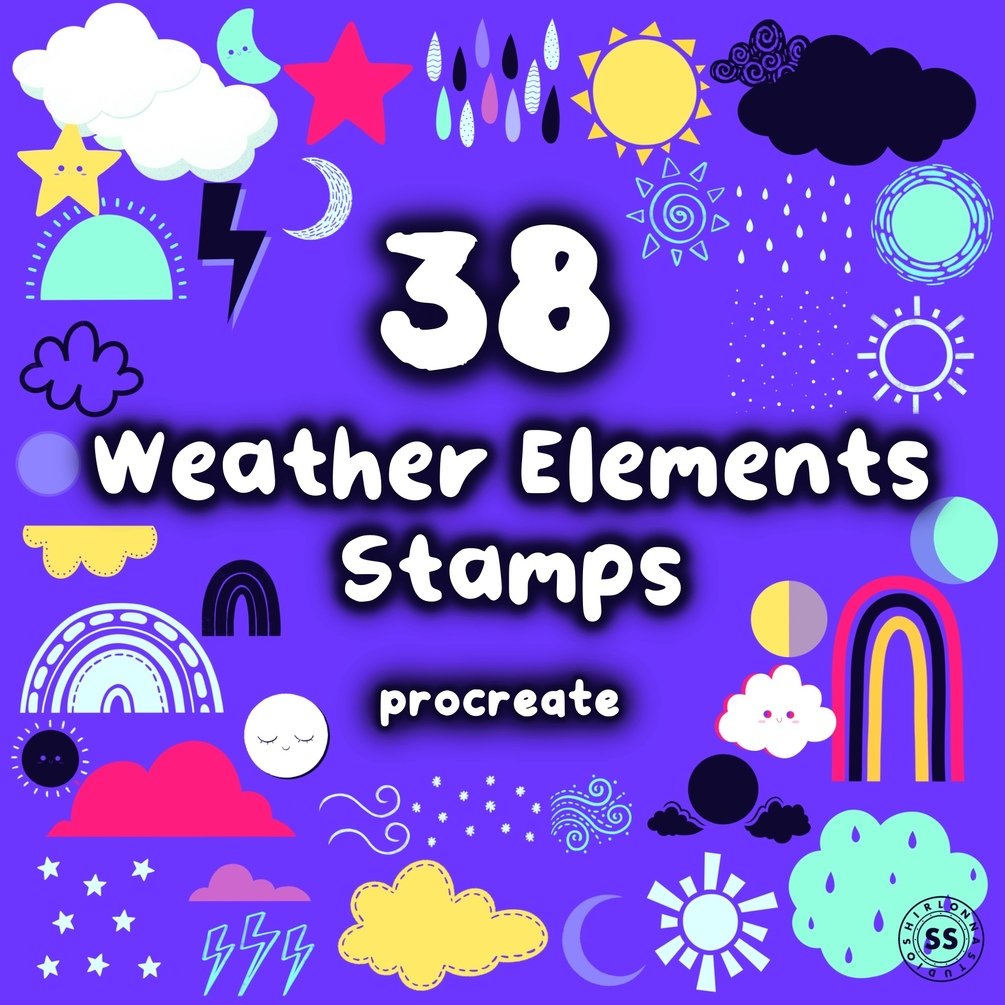 38 Weather Elements (INK) Procreate Stamps