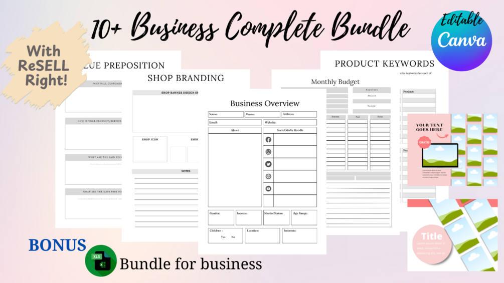 Complete Business Plan Bundle [BONUS Excel Business Bundle]