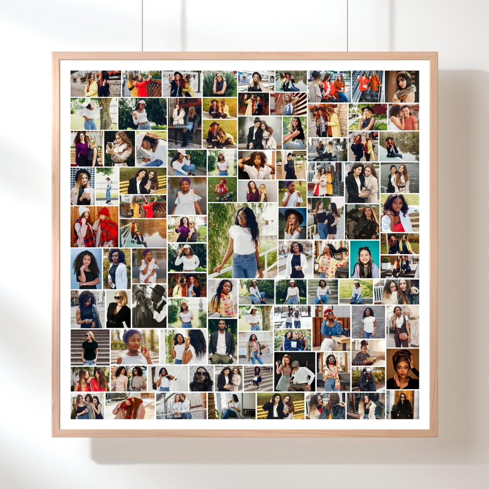 100 Photo Collage Template | Square Wall Display | Editable Canva Grid