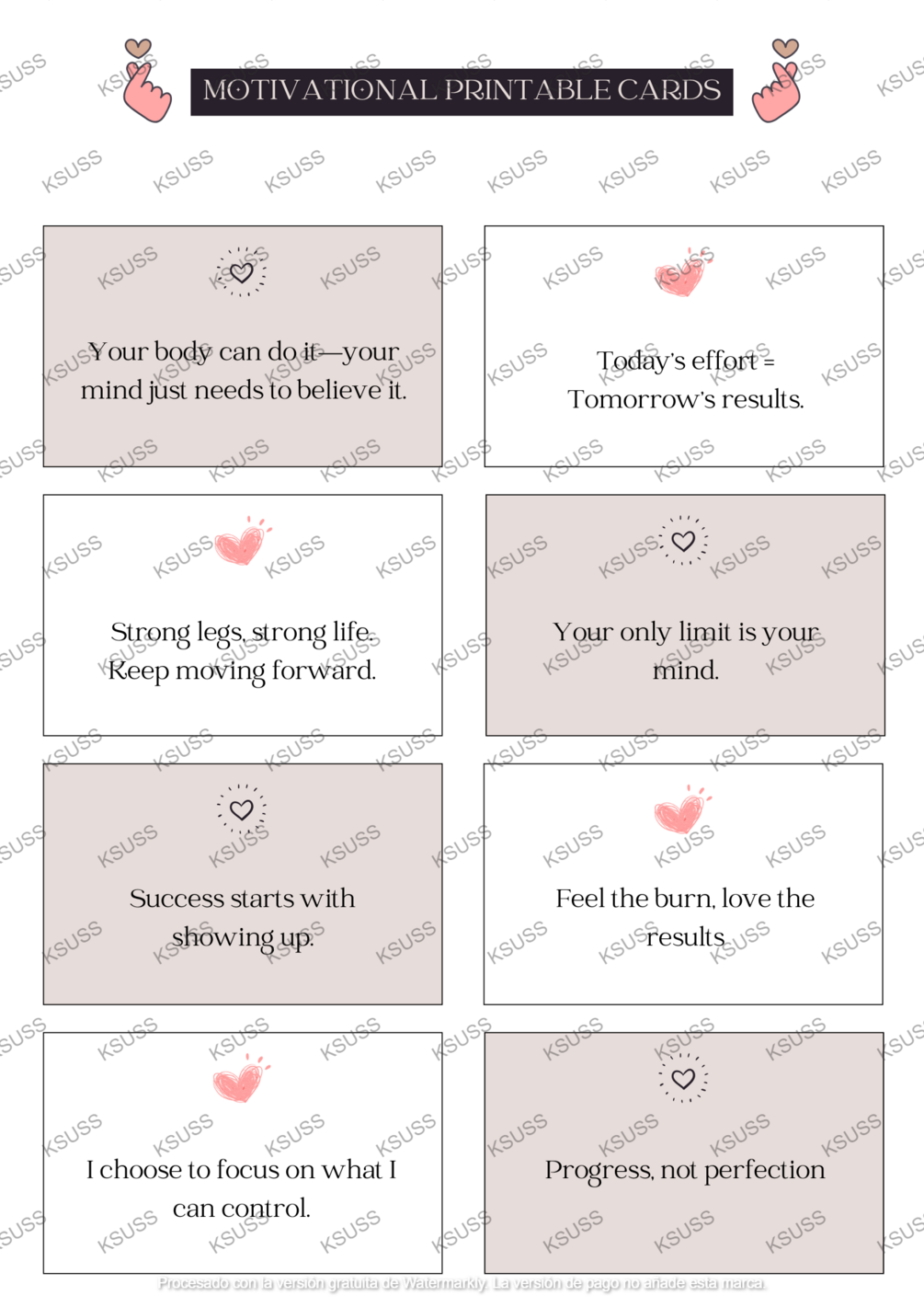 Motivational printable cards