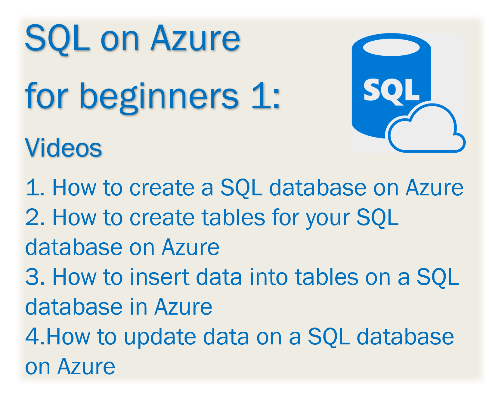 SQL On Azure For Beginners 1 Create A Database With Tables Insert