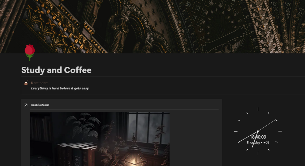 Study and Coffee- notion template