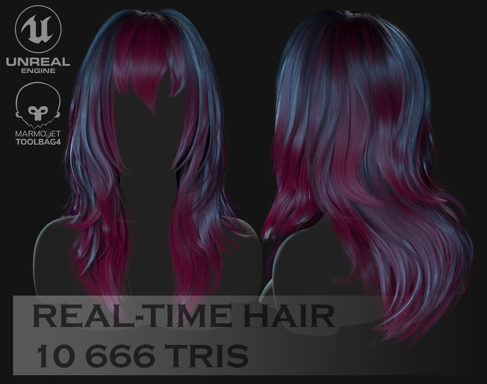 Game-ready Hairstyle long with fringe