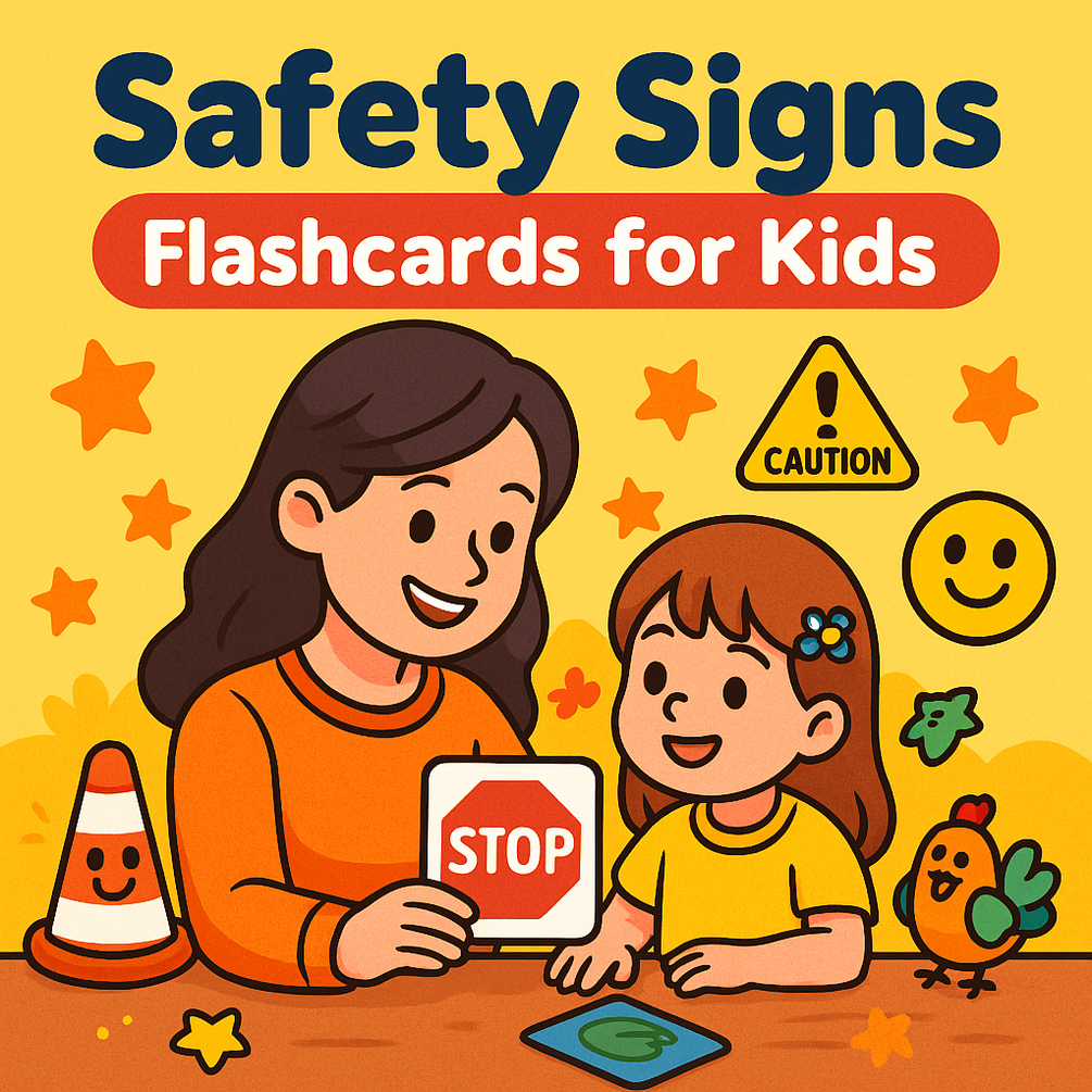 Printable Safety Signs Flashcards for Kids - Fun & Educational Learning Set