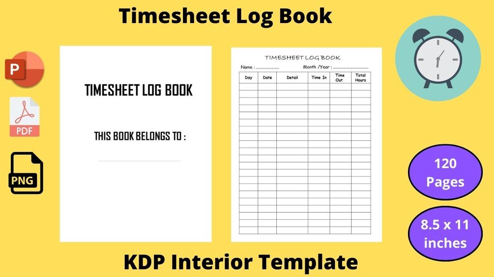 Timesheet Log Book Template KDP Interior