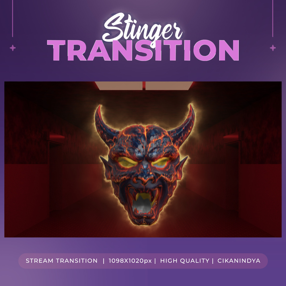 Animated Stinger Transition Demon Head | Fiery Horror Overlay for ...