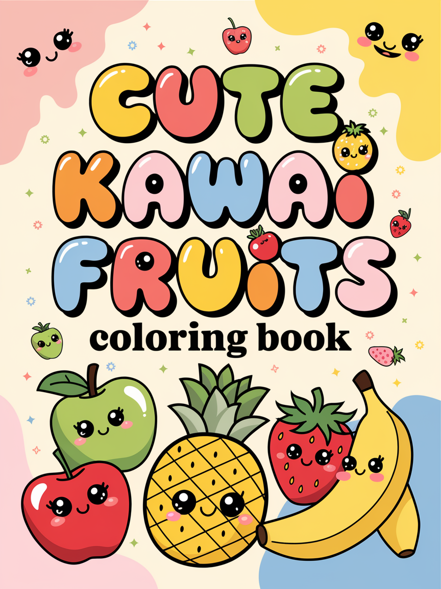 Cute Kawaii fruits coloring book1_25 Coloring pages