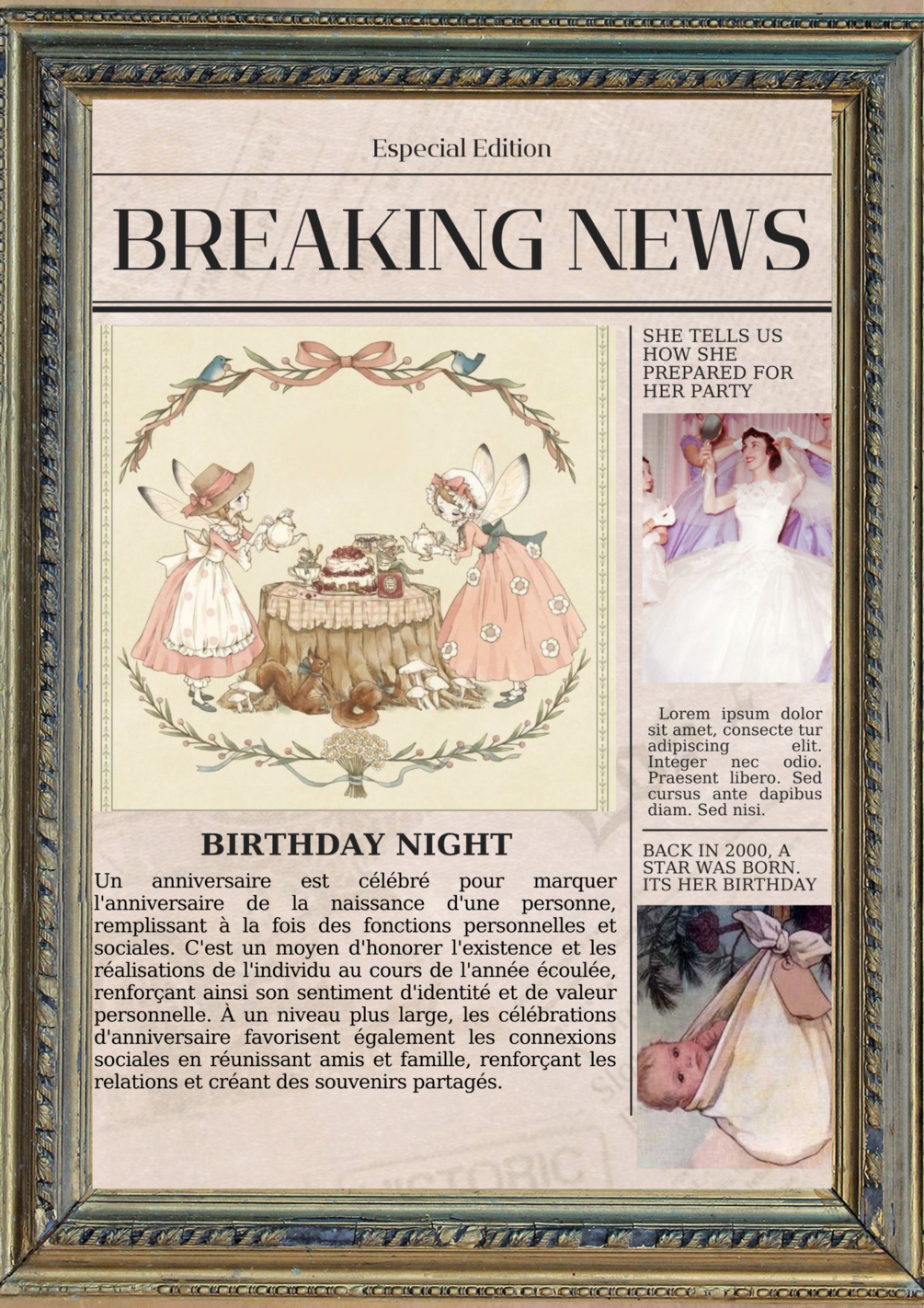 Vintage French birthday poster