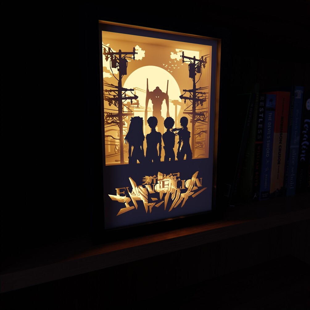 Neon Genesis Evangelion (2) Inspired by Diy Light Box Lamp Template ...
