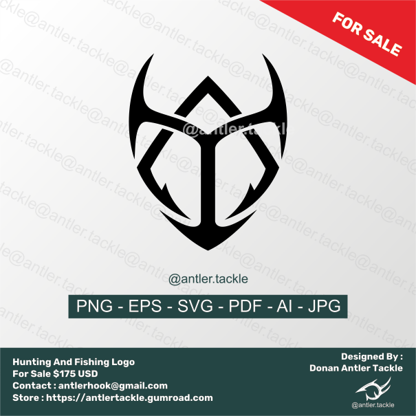 T Letter Shield Hook Fishing Logo Designed By Donan Antler Tackle