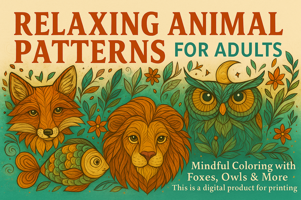 Relaxing Animal Patterns – Mindful Coloring for Adults and Kids