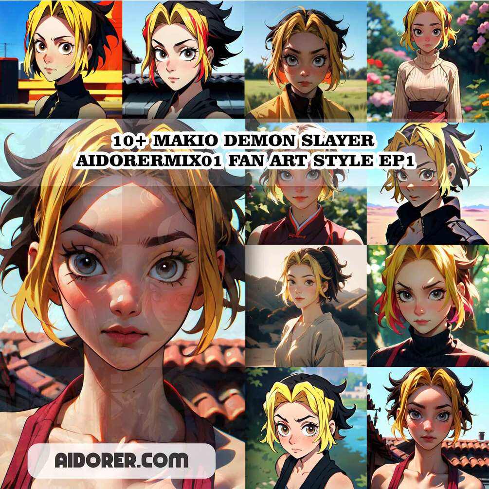 10+ MAKIO DEMON SLAYER AIDORERMIX01 FAN ART STYLE EP1