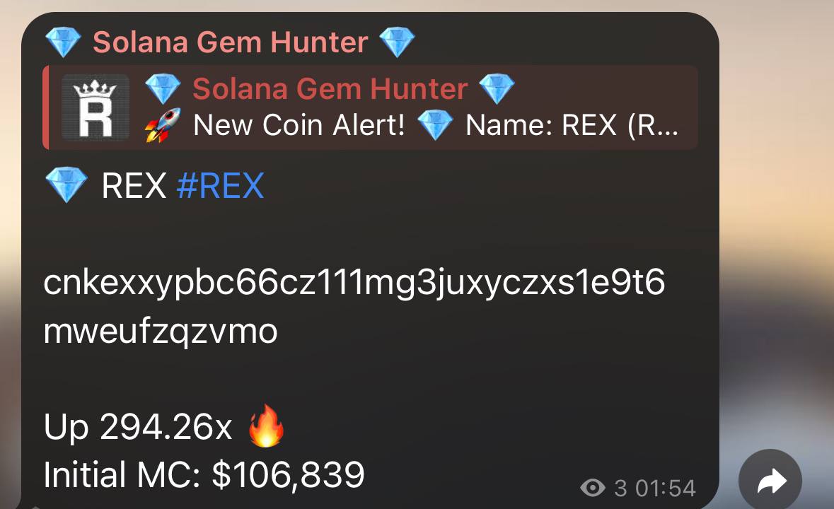 Solana Gem Hunter - The best crypto finder bot for Solana