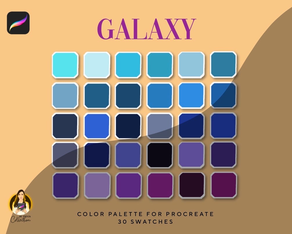 Galaxy Procreate Color Palette | 30 Swatch | Retro Tones | Cyberpunk ...