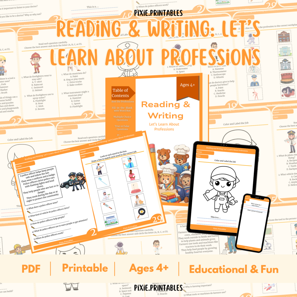 Reading & Writing: Learn About Professions – Printable PDF