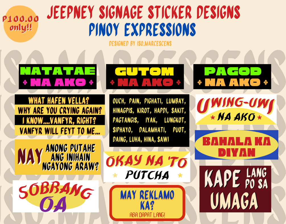 Jeepney Signage Sticker Designs - Pinoy Expressions Edition