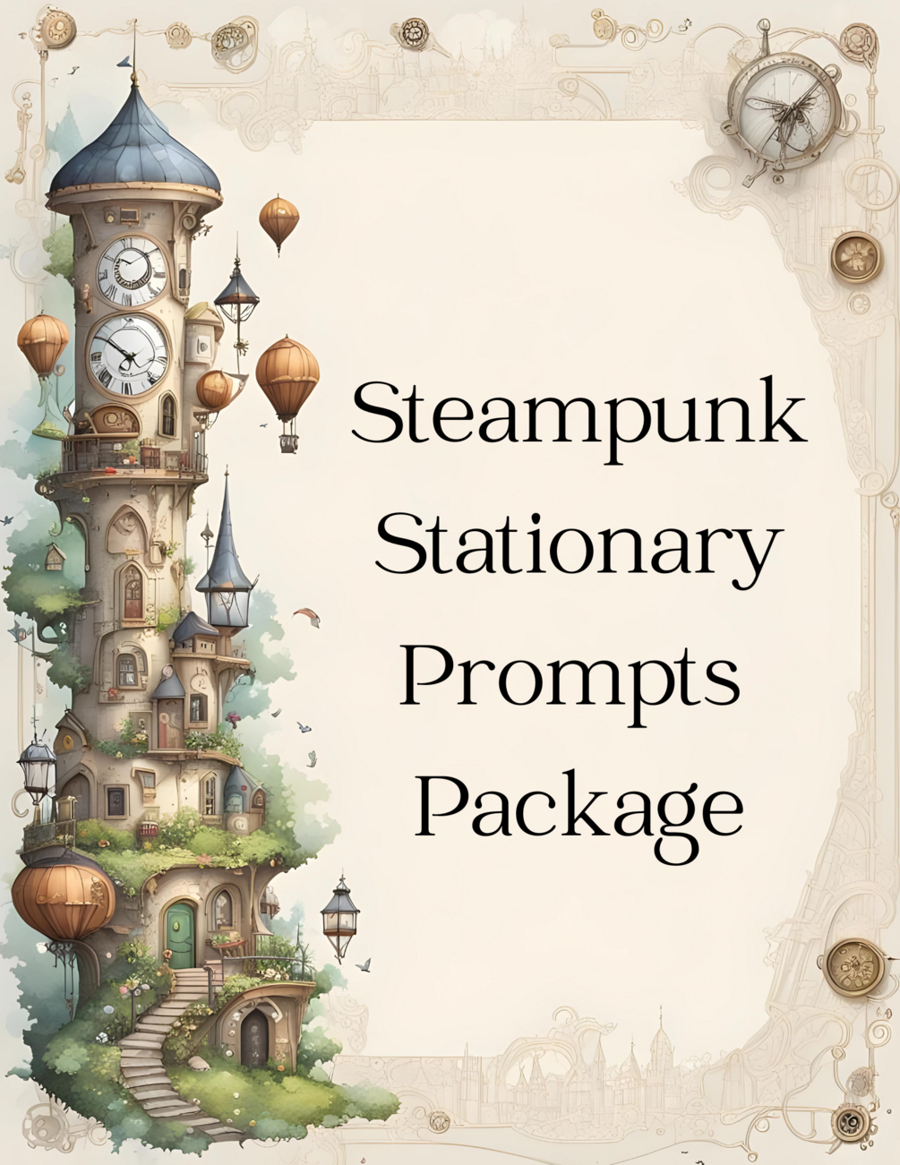 50 Steampunk Stationary Prompts Package