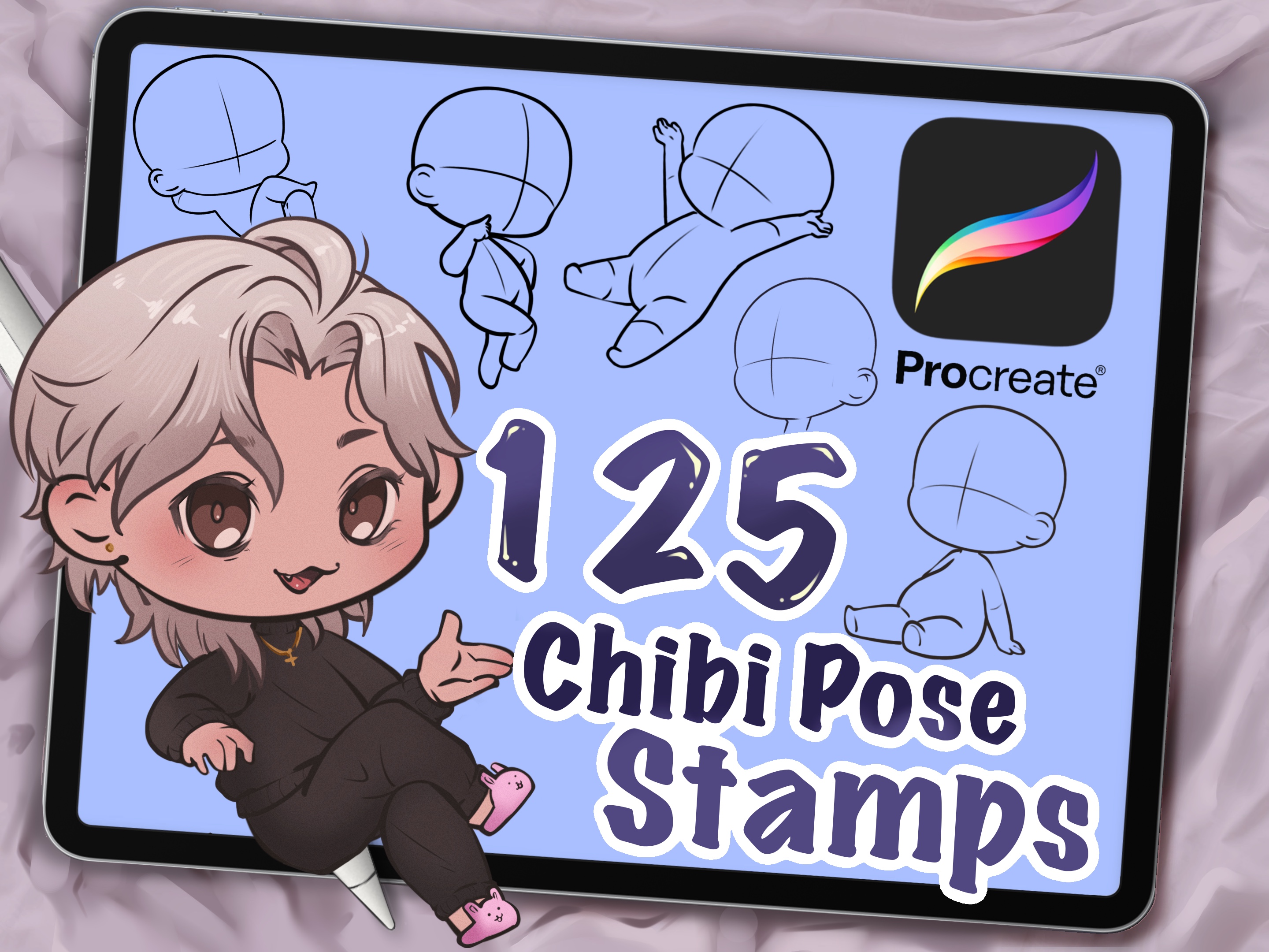 125 Chibi Pose Procreate Stamps