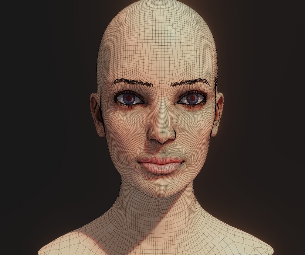 Realistic Male and Female Head 3D Model Animated with Facial Expressions