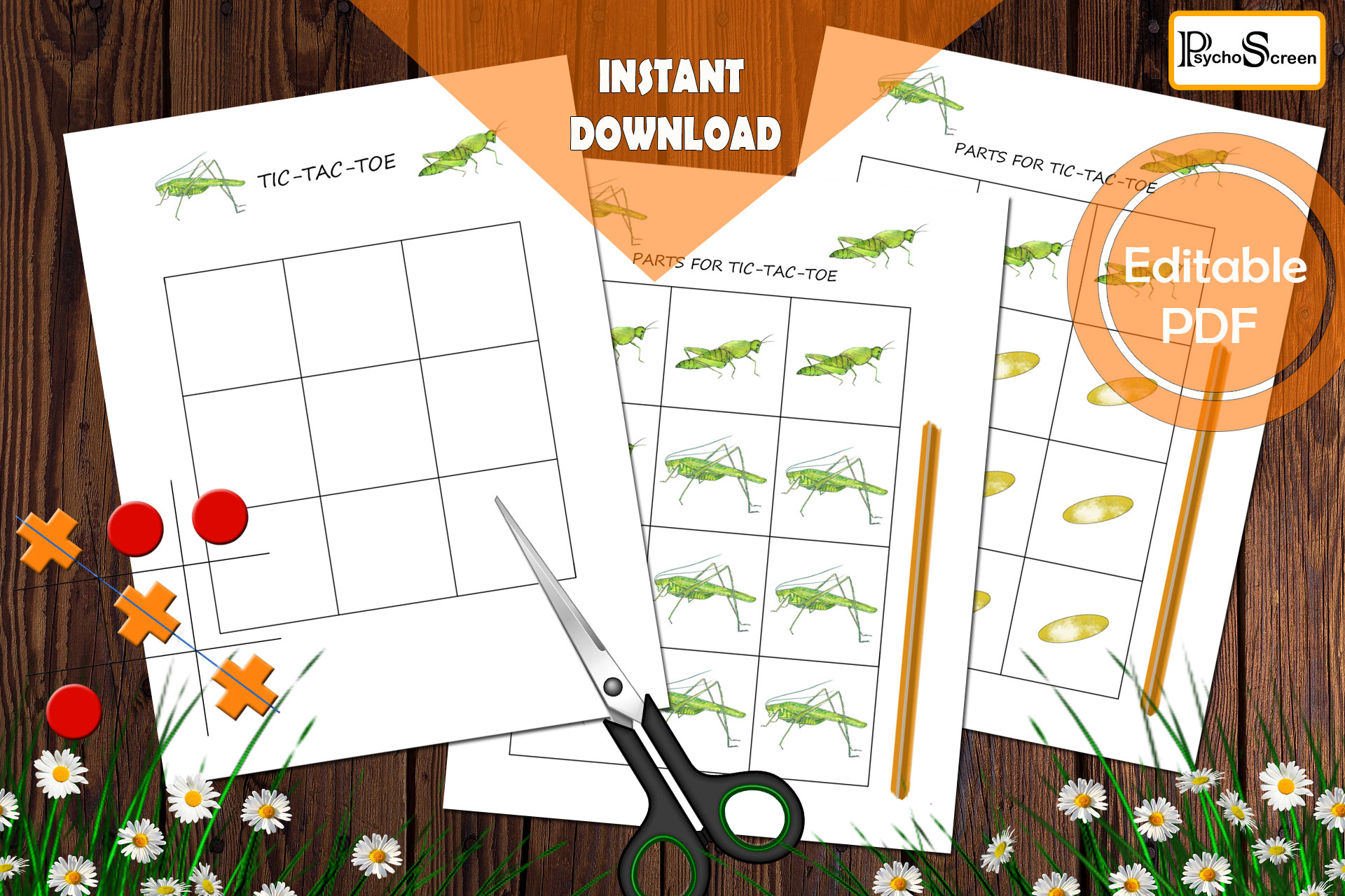 GRASSHOPPER anatomy and Life cycle, Editable PDF, Watercolor printable