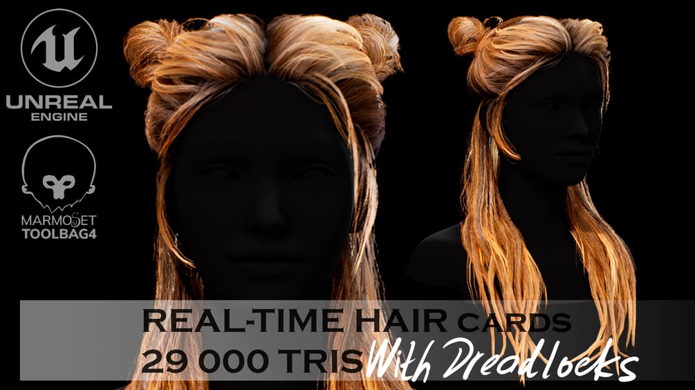 Low Poly Cards Game-ready Hairstyle With Dreadlocks