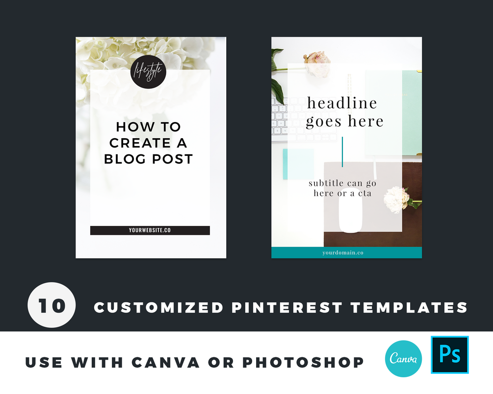 Pinterest Templates (Canva + PSD)