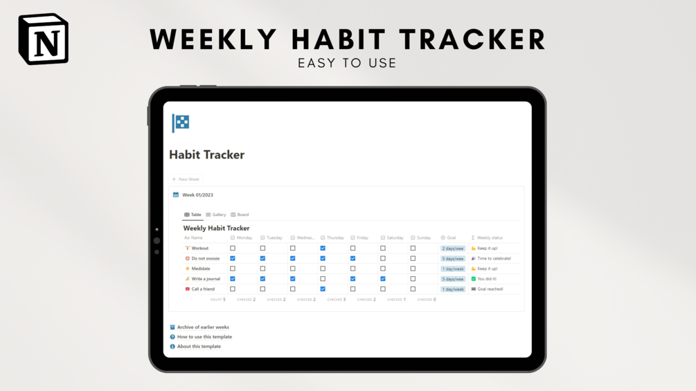 Notion Weekly Habit Tracker: Boost Your Productivity and Achieve Your Goals