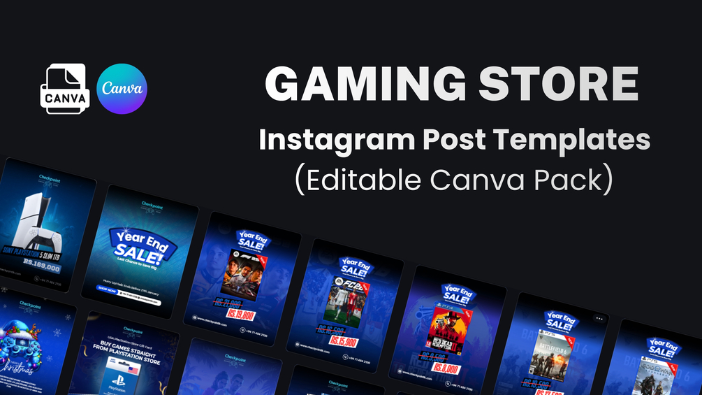 Gaming Store Instagram Templates (Editable Canva Pack)