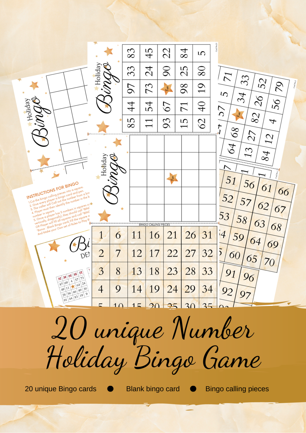 Bundle Holiday Bingo Printable Game, Number Bingo Game, Blank Bingo ...