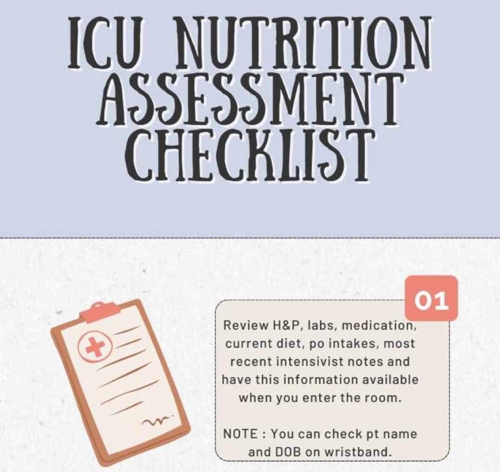 ICU Nutrition Assessment Checklist