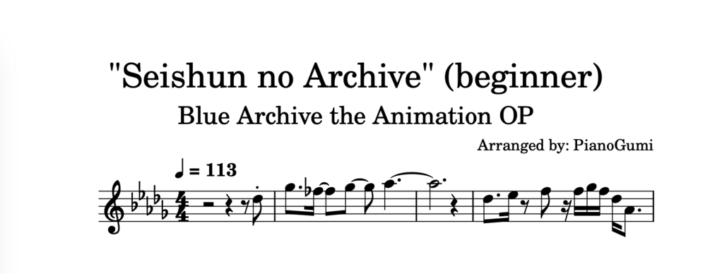 Blue Archive the Animation OP - "Seishun no Archive" - BEGINNER Piano ...