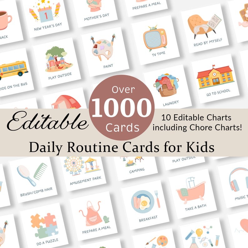Daily Routine Cards Visual Schedule Toddler Routine Chart for Kids ...