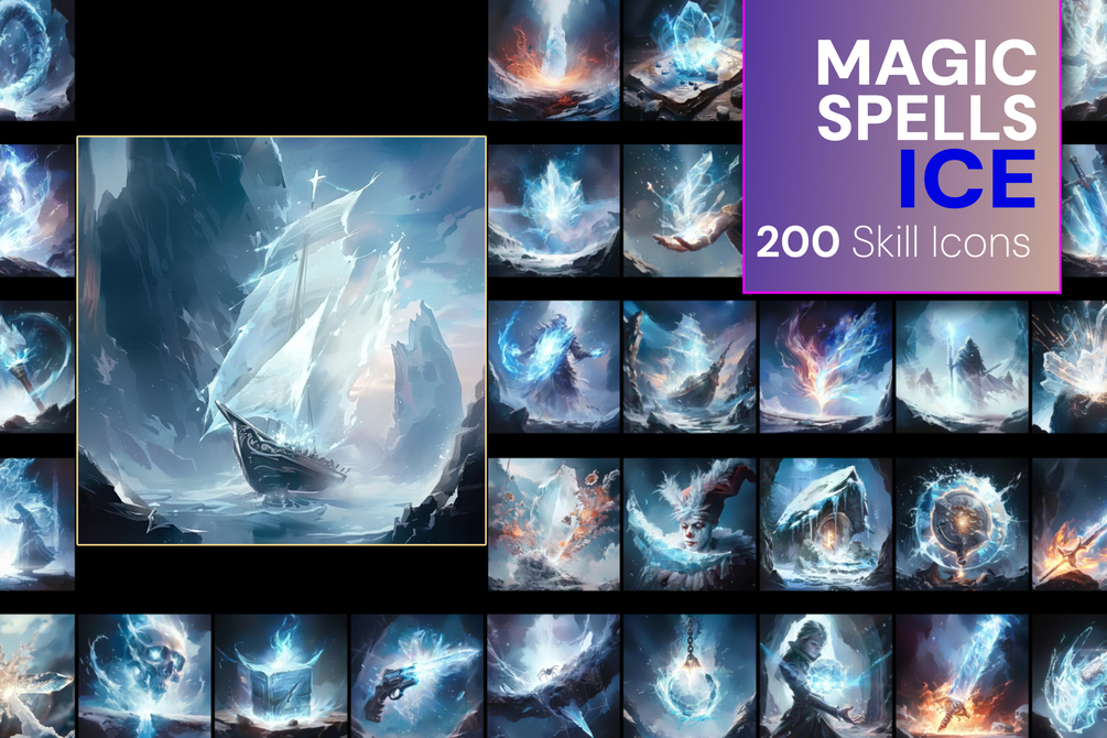 200 Magic Spell Icons Pack - Ice