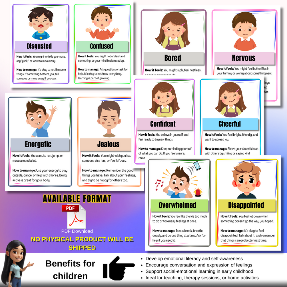 Emotions & Feelings Flashcards – 13 A4 Pages | PDF Download | Emotional ...